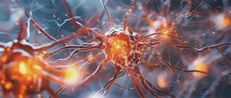 Neural Network Brain Synapse Connections Brain Stimulation Or Activity With Neuron Close Up