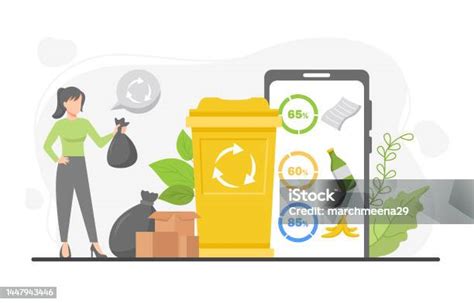 음식물 쓰레기를 줄이고 플라스틱 병을 재활용하는 캐릭터 감소 재사용 재활용 및 폐기물 제로 개념 벡터 그림 벡터에 대한 스톡 벡터 아트 및 기타 이미지 Istock