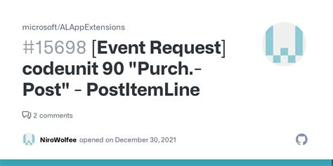 Event Request Codeunit 90 Purch Post Postitemline · Issue 15698