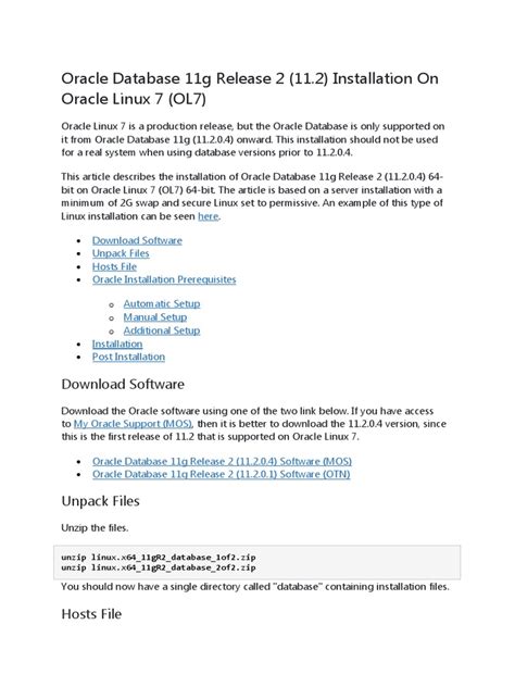 oracle database 11g release 2 11 2 installation on oracle linux 7