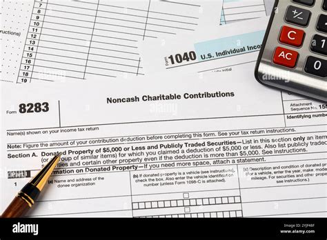 Noncash Charitable Contribution Tax Form Charity Donation Deduction And Income Tax Return