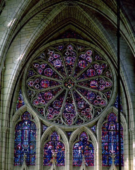North Transept Rose Window By French School Fine Art Print