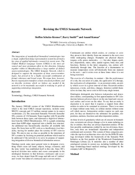 pdf revising the umls semantic network ashok kumar