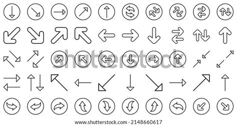 set arrow icons outline style icons stock vector royalty free 2148660617 shutterstock