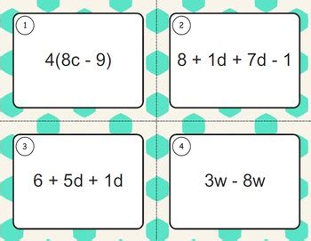 Combining Like Terms Task Cards By WhooperSwan TpT