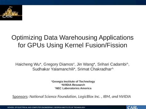 Pptx Optimizing Data Warehousing Applications For Gpus Using Kernel