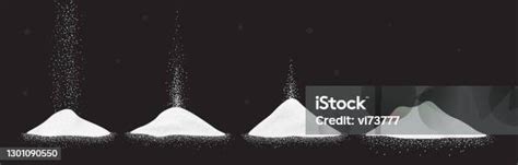 설탕 소금 또는 밀가루 힙 검은 색 배경에 흰색 떨어지는 분말의 벡터 일러스트 세트 가루로 빻은에 대한 스톡 벡터 아트 및 기타 이미지 가루로 빻은 활석 가루 흰색