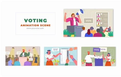 Election Voting Flat Vector Animation Scene After Effects Templates