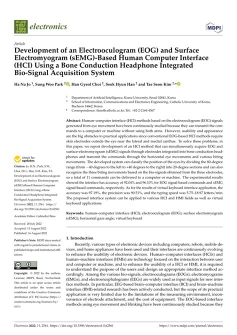 Pdf Development Of An Electrooculogram Eog And Surface Electromyogram Semg Based Human