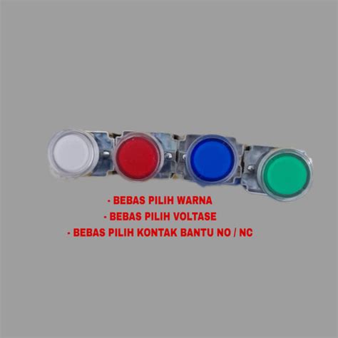 Jual Push Button Lamp LED 22mm Type XB2 Di Tekan Balik Tidak Lock HIJAU 24 VDC NO Jakarta