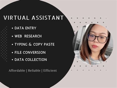 virtual assistant for data entry web research typing and file