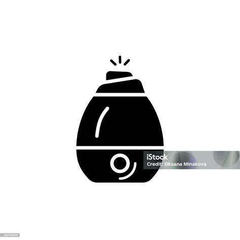 흰색 배경에 격리 된 검은 색 가습기 공기 디퓨저 아이콘입니다 정화기 소기후 초음파 홈 플랫 벡터 일러스트 레이션 건강한 습도 가습기에 대한 스톡 벡터 아트 및 기타 이미지