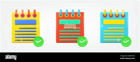 Data Verification 3d Icon Set Realistic Document Check Vector Illustration Design Elements