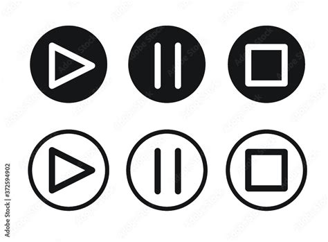 Media Player Button Set Play Button Stop Button Pause Button Audio Visual Buttons Stock