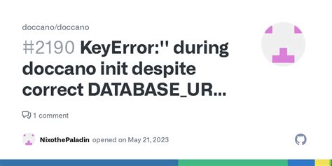 Keyerror During Doccano Init Despite Correct Database Url Environment Variable Trying To