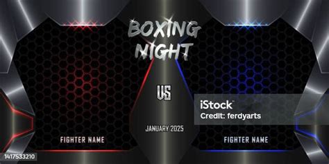 현대 금속 로고가있는 현실적인 권투 야간 스포츠 3d 포스터 레슬링 격투기에 대한 스톡 벡터 아트 및 기타 이미지 레슬링