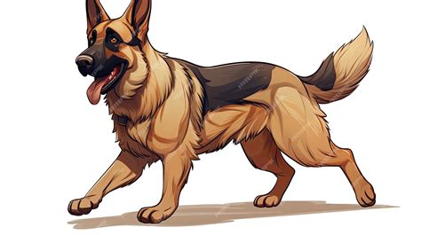 Premium Ai Image Charming German Shepherd Cartoon Character Illustration