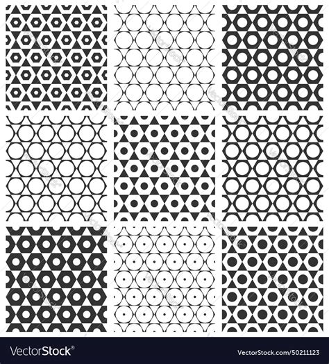 Seamless Hexagons Patterns Set Royalty Free Vector Image