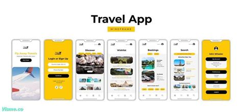 Sleek Travel App Wireframe Whiteboard Template Visme In 2025 App Wireframe Wireframe Travel App
