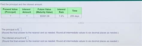 Solved Find The Principal And The Interest Amount The Chegg Com