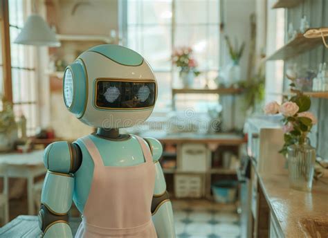 A Humanoid Robot Wearing An Apron As A Human Assistantgenerative Ai