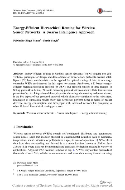 Energy Efficient Hierarchical Routing For Wireless Sensor Networks A