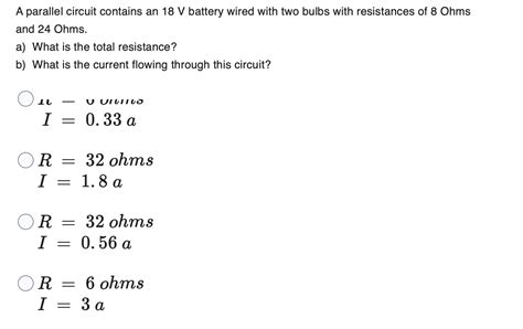 Solved A Parallel Circuit Contains An V Battery Wired Chegg
