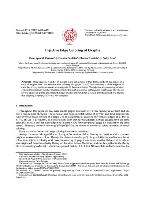 Pdf Injective Edge Coloring Of Graphs