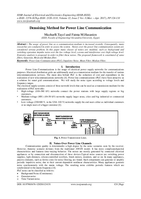 Pdf Denoising Method For Power Line Communication
