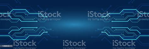 하이테크 회로 기판 설계 혁신 개념 추상적 미래 지향적 인 넓은 통신 벡터 일러스트레이션 파란색 배경에 공상 과학 기술 0명에 대한 스톡 벡터 아트 및 기타 이미지 Istock