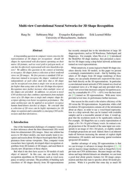 Multi View Cnn For 3d Shape Pdf