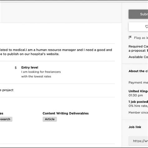 2 A Fixed Price Job For Article Writing Advertised On Upwork By A