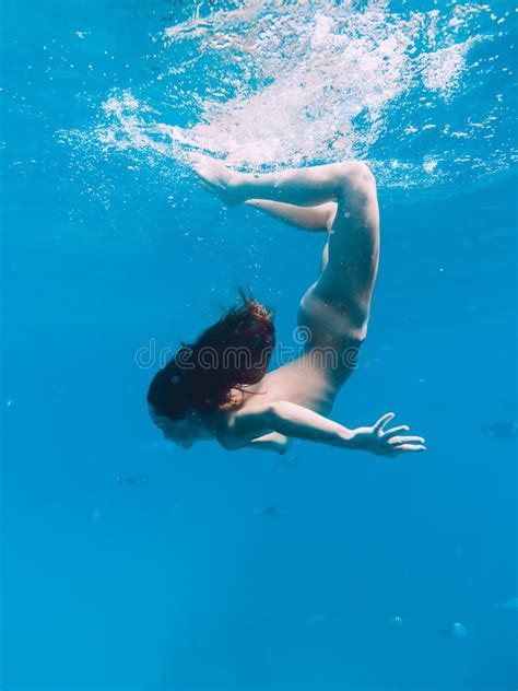Naked Woman Swim In Sea Underwater In Ocean Stock Photo Image Of Model Active