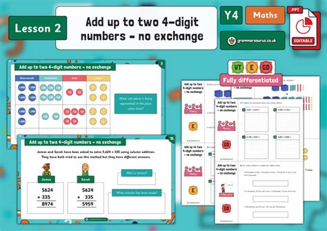 Year 4 Addition And Subtraction Add Up To Two 4 Digit Numbers No Exchange Lesson 2