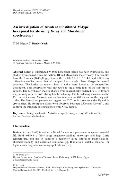 Pdf An Investigation Of Trivalent Substituted M Type Hexagonal Ferrite Using X Ray And