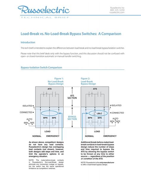 Load Break Vs No Load Break Bypass Switches A Russelectric