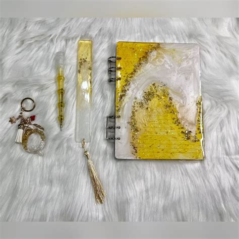 Radiant Golden Resin Notebook Beautiful Design Can Be Customized Resin Jewelry Diy Diy