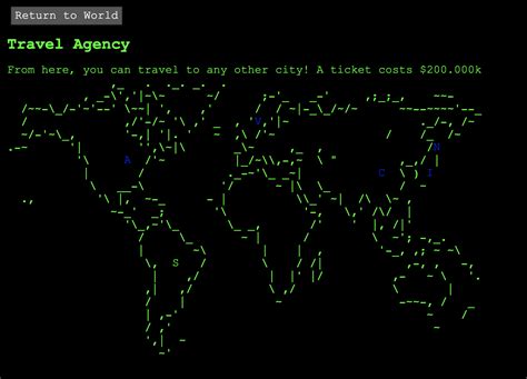 travel agency now displays an ascii world map r bitburner