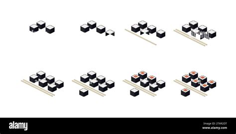 step by step instructions for assembling a sushi set from bricks