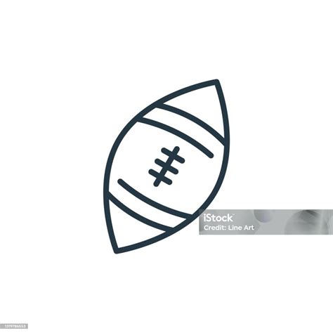 스포츠 컨셉에서 미식 축구 아이콘 벡터 미식 축구 편집 스트로크의 얇은 라인 그림 웹 및 모바일 앱 로고 인쇄 미디어에 사용하기위한 미식 축구 선형 기호 0명에 대한 스톡
