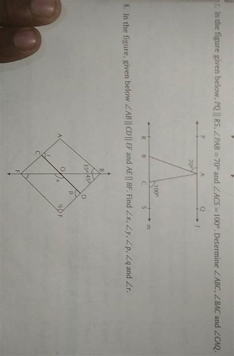 2 in the figure given below pq∥rs ∠pab 70∘ and ∠acs 100∘ determine ∠ab