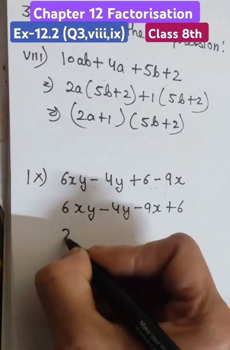Factorisation Chapter 12 Ex 12 2 Q 3 Viii Ix Class 8th Maths Maths Factorisation Class8