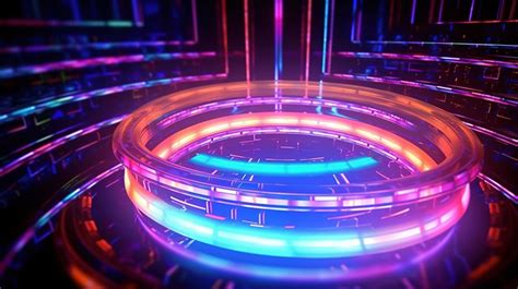 Rotating Lines 3d Vertical Rendering Of Abstract Futuristic Neon Light