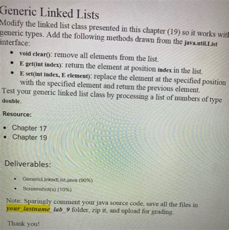Solved Generic Linked Lists Modify The Linked List Class