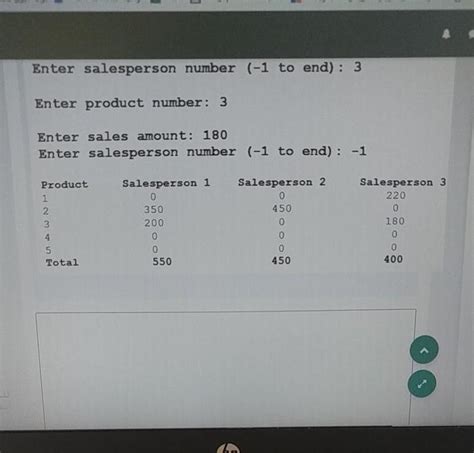 Solved Total Sales Use A Two Dimensional Array To Solve Chegg