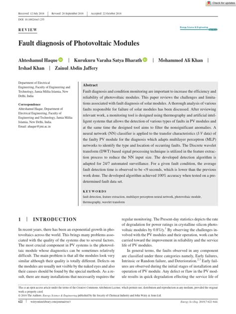 Energy Science Engineering 2019 Haque Fault Diagnosis Of