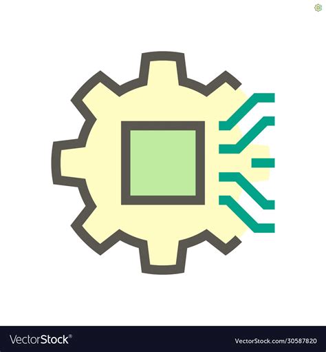 Computer Chip Processor Technology And Gear Shape Vector Image