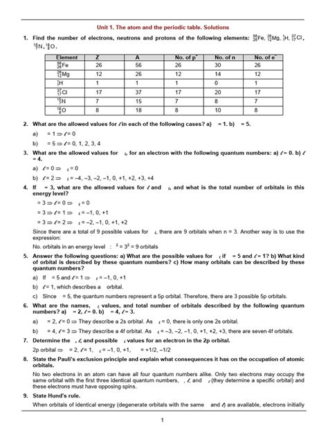 Unit 1 Atom 1º Bto Solutions Pdf
