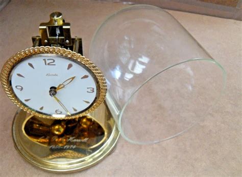 1974 Kundo Anniversary Clock Glass Dome Brass Movement Pendulum Working