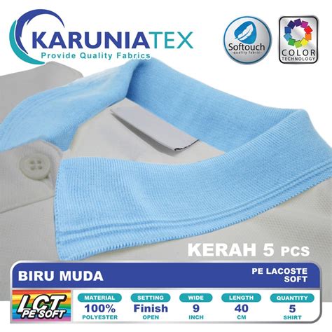 Jual Kerah Dan Manset Kaos Polo Pe Biru Muda Karunia Textile Shopee Indonesia